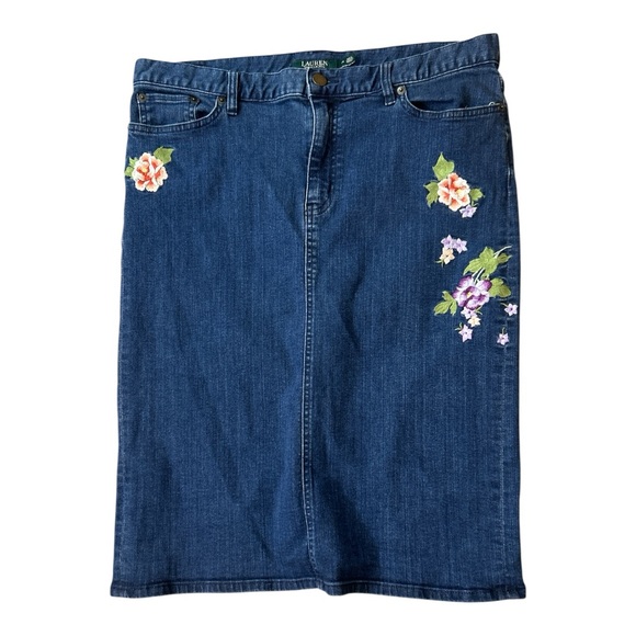 Lauren Ralph Lauren | Skirts | Lauren Ralph Lauren Embroidered Floral ...